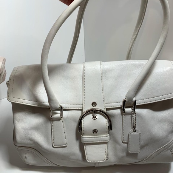 Coach | Bags | Coach Vintage Soho Bag White Leather Buckle Flap Guc ...